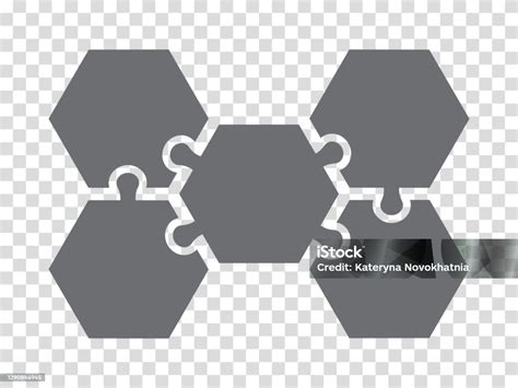회색간단한 아이콘 육각형 퍼즐 웹 사이트 디자인 로고 앱 Ui에 대한 투명 배경에 다섯 가지 요소의 간단한 아이콘 퍼즐 Eps10 0명에 대한 스톡 벡터 아트 및 기타