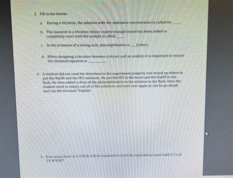 Solved 1 Would The Molarity Of Hcl As Determined In This