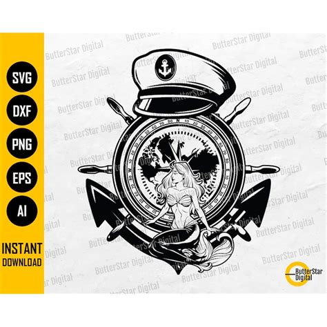 Sailor Anchor Compass Svg Sail Mermaid Seaman Boat Ocean S Inspire Uplift