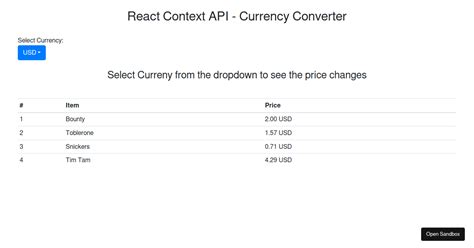 React Context Api Currencyconverter Example Codesandbox