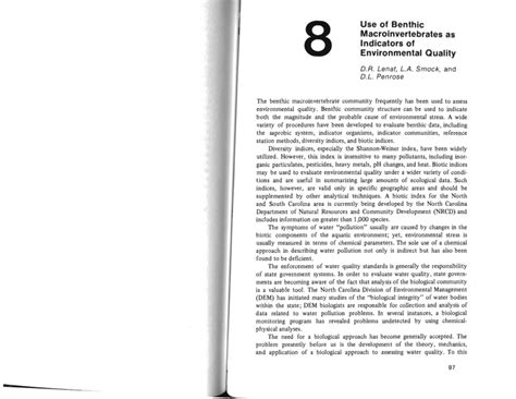 Pdf Use Of Benthic Macroinvertebrates As Indicators Of Environmental