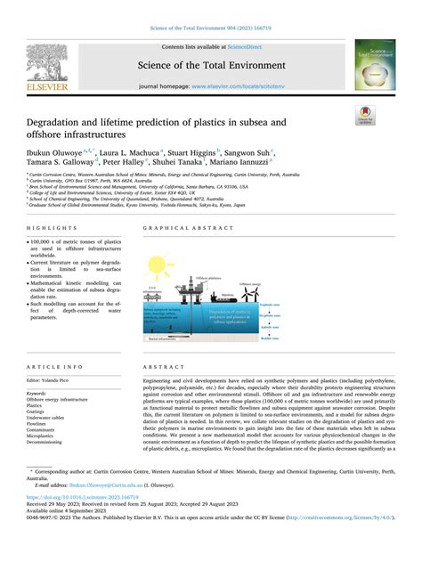 Pdf Degradation And Lifetime Prediction Of Plastics In Subsea And