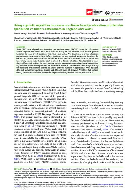 Pdf Using A Genetic Algorithm To Solve A Non Linear Location