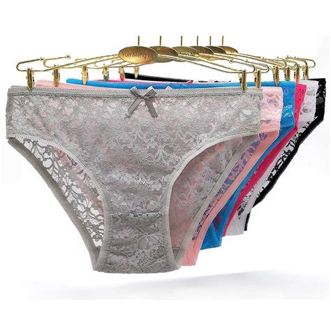 여성용 란제리 투명 레이스 속옷 여성 브리프 코튼 로우 웨이스트 친밀한 여성 니트 섹시한 팬티 6 개 로트 Aliexpress