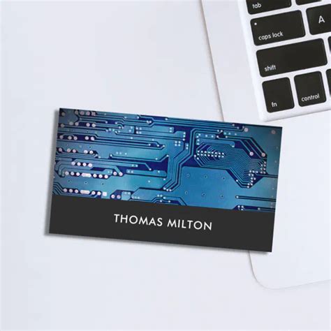 Simple Grey Blue Circuit Board Computer Business Card Zazzle