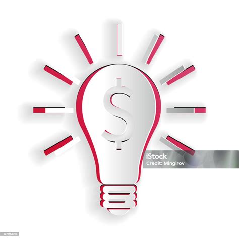 흰색 배경에 격리 된 달러 기호 아이콘으로 종이 절단 전구 아이디어를 만드는 돈 핀테크 혁신 개념 종이 아트 스타일 벡터 개념에 대한 스톡 벡터 아트 및 기타 이미지