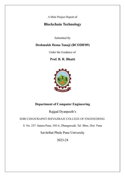 Blockchain Report Mini Project A Mini Project Report Of Blockchain Technology Submitted By