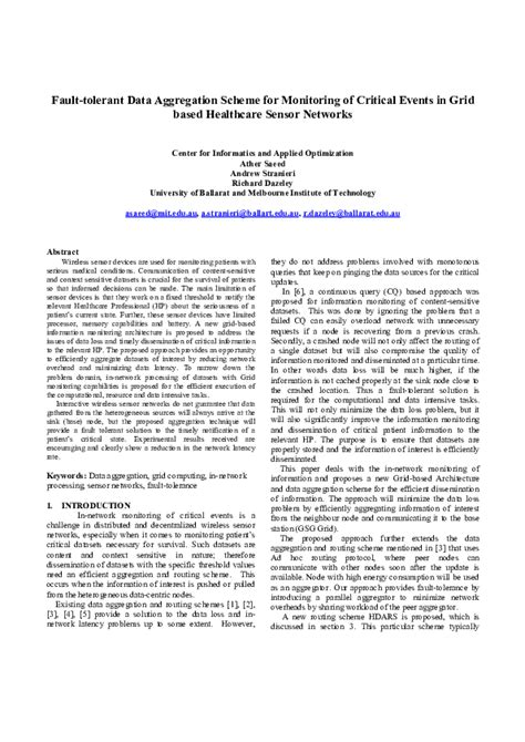 Pdf Fault Tolerant Data Aggregation Scheme For Monitoring Of Critical