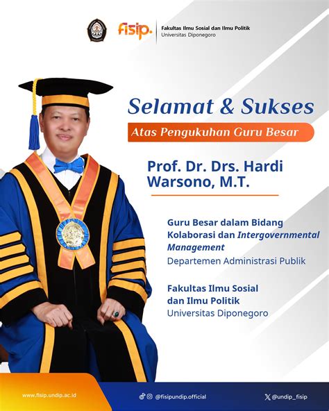 The Inauguration Of Professor Dr Drs Hardi Warsono M T Faculty Of