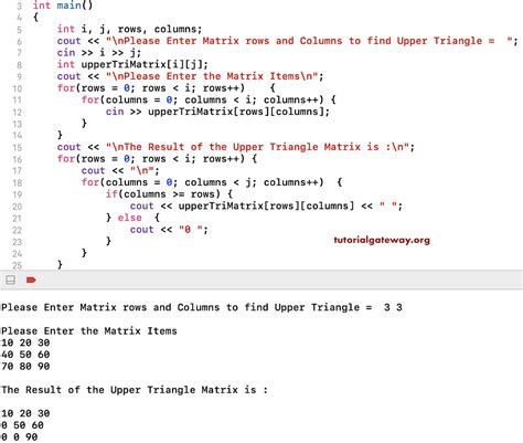 C Program To Print Upper Triangle Of A Matrix