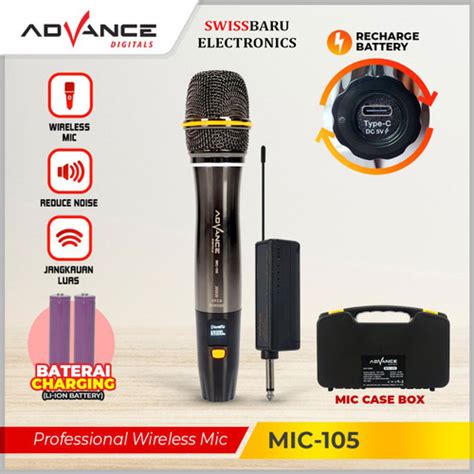 Jual Advance Microphone Mic Wireless Profesional MIC Baterai Charge Kota Manado Swiss