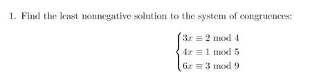 Solved Find The Least Nonnegative Solution To The System Chegg