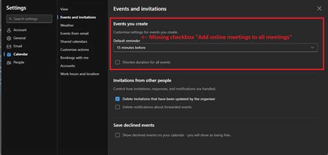 Missing Checkbox Add Online Meeting To All Meetings In Outlook Web App With 365 Business