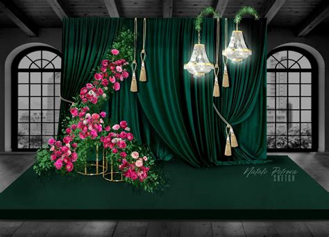 Фотозона на весілля ескіз фотозони Зелений і фуксія Свадебные идеи Свадьба Декор