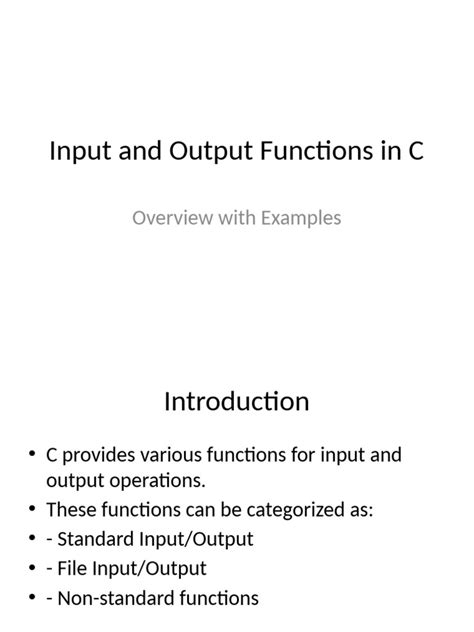 9 Input And Output Functions In C Pdf