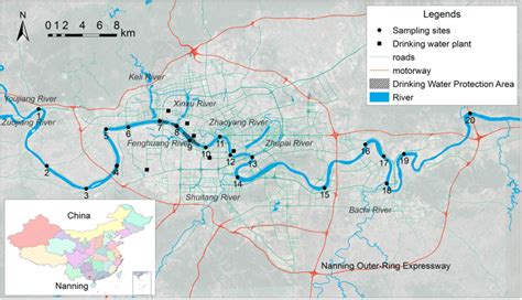 Map Of The Sampling Sites In Yongjiang River Flowing Though Nanning