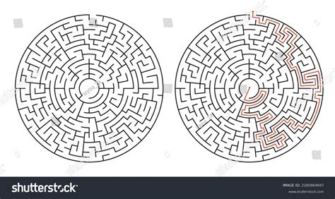 Circular Maze Puzzle Game Labyrinth Path Stock Vector Royalty Free