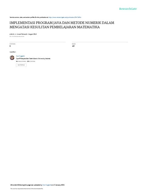 Java And Metode Numerik Untuk Matematika Pdf Komputer Teknologi