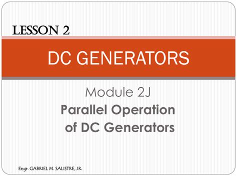 Dc Generators Parallel Operation Module 2j