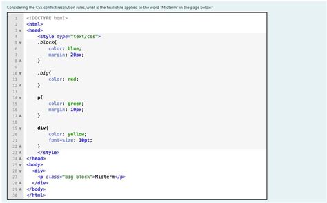 Solved Considering The Css Conflict Resolution Rules What