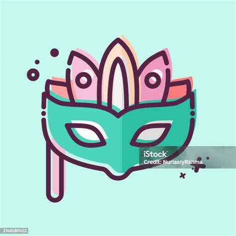 아이콘 카니발 마스크 퍼레이드 기호와 관련이 있습니다 Mbe 스타일 심플한 디자인 일러스트레이션 7월에 대한 스톡 벡터 아트 및