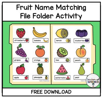 FREE Fruit Name Matching File Folder Activity By Teacher Of Superheroes