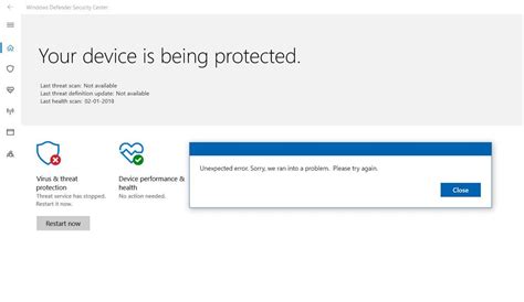 Windows Defender Security Center Virus And Threat Protection Not Microsoft Community