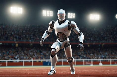 Artificial Intelligence Robots Humanoid Robots Running In Stadiums