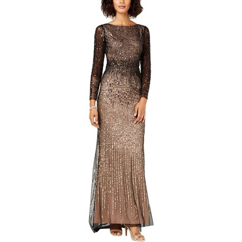 Adrianna Papell Womens Embellished Sequin Evening Dress