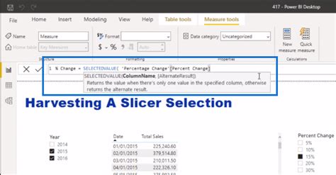 selectedvalue dax example harvesting slicer selection master data