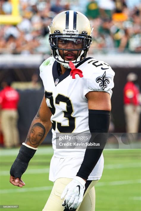 Marshon Lattimore Of The New Orleans Saints Looks On During An Nfl