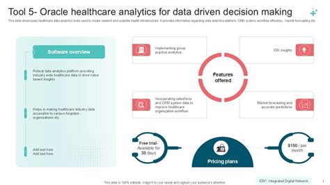 Tool 5 Oracle Healthcare Analytics Revolutionizing Healthcare Ppt Powerpoint Data Analytics Ss V