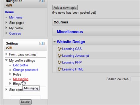 Configuring Notification Methods For Incoming Messages In Moodle Inmotion Hosting