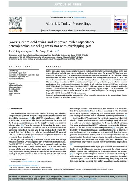 Pdf Lower Subthreshold Swing And Improved Miller Capacitance Heterojunction Tunneling