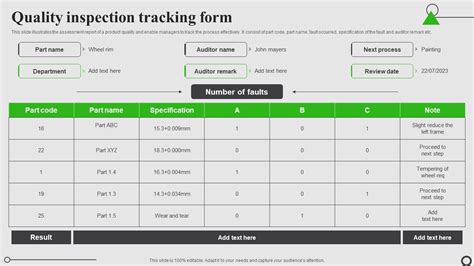 Quality Inspection Tracking Form Structure Pdf