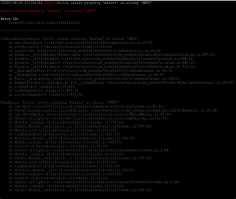 Typeerror Cannot Create Property Mailer On String Smtp Installation Ghost Forum