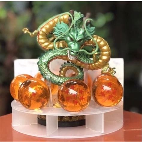 โมเดลเทพเจ้ามังกรสีเขียว Dragonballพร้อมลูกแก้วดราก้อนบอล 7 ลูก Crystal Ball พร้อมแท่นวาง