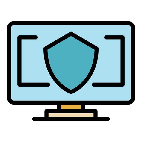 Secured Pc Vpn Icon Color Outline Vector Vector Art At Vecteezy