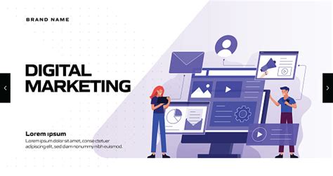 방문 페이지 템플릿 웹 사이트 배너 광고 및 마케팅 자료 온라인 광고 비즈니스 프리젠 테이션 등을위한 디지털 마케팅 개념 벡터 일러스트레이션 아이디어에 대한 스톡 벡터 아트