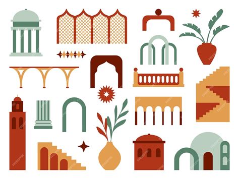 Premium Vector Geometry Architecture Geometric House Abstract Art Moroccan Stairs And Windows