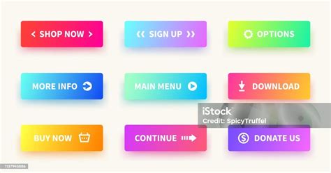 그라데이션 단추입니다 사용자 인터페이스 웹 버튼 재질 디자인 Ui 직사각형 모양 앱 액션 제출 벡터 그라데이션 단추 개체 그룹에