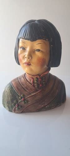 Antique 1920s Asian Chalkware Bust Style Of Esther Hunt Or Joe Celona
