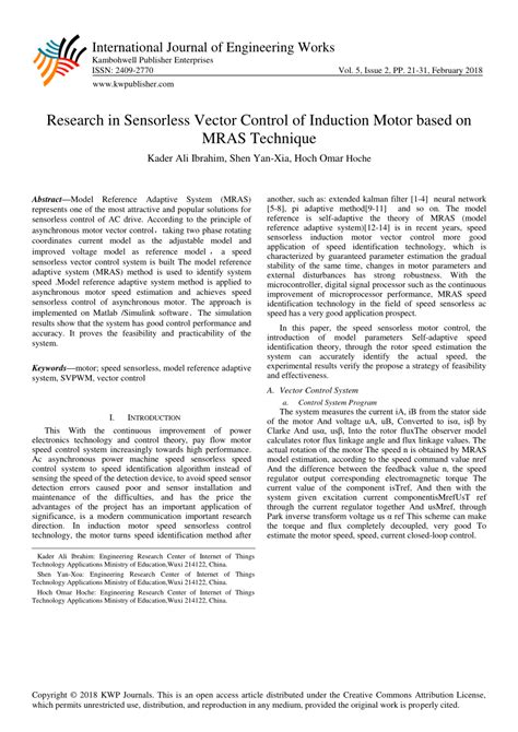 Pdf Research In Sensorless Vector Control Of Induction Motor Based On