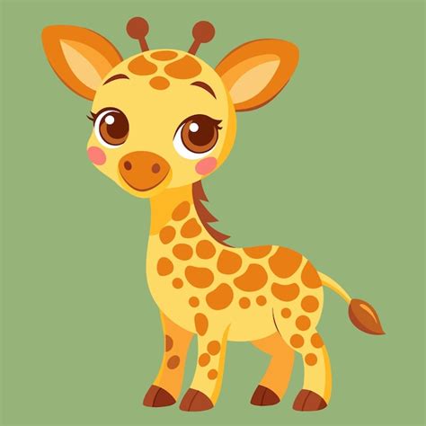 Hermosa Jirafa Vector Bebé Jirafa Vector Premium