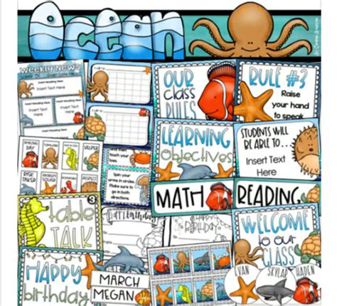 Ocean Underwater Class Management Decor Bundle Posters Rules