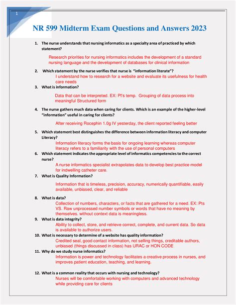 Nr 599 Midterm Exam Questions And Answers 2023 Exams Nursing Docsity