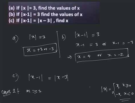 A If X Find The Values Of X B If X Find The Values Of X C