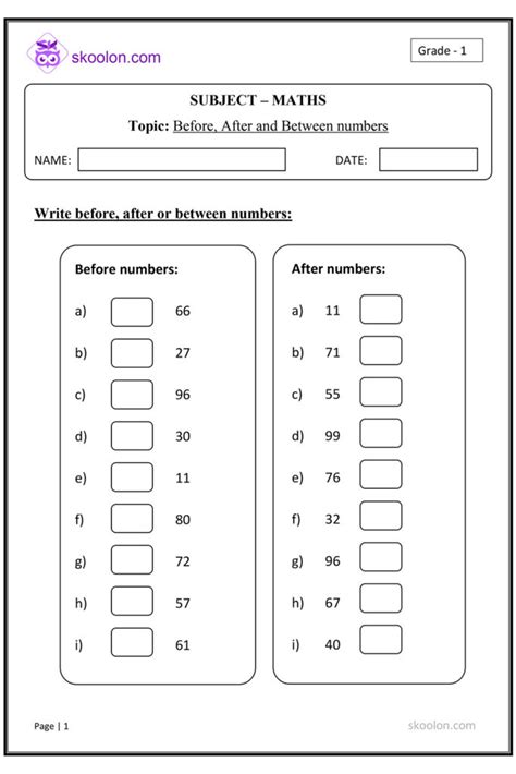 Before After Between Numbers
