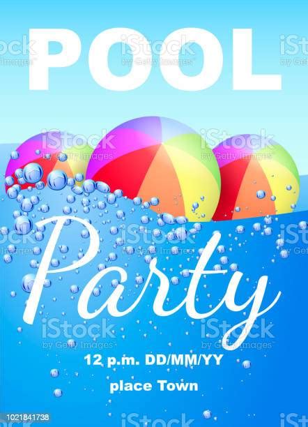 수직 물과 해변 공 수영장 파티에 초대 벡터 일러스트 레이 션 풀 파티에 대한 스톡 벡터 아트 및 기타 이미지 풀 파티
