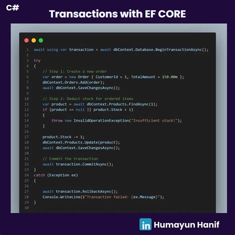 humayun hanif on linkedin efcore dotnet transactions
